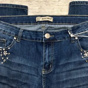 Blue Savvy | Jeans | Blue Savvy Blue Skinny Jeans Wjeweled Pockets ...